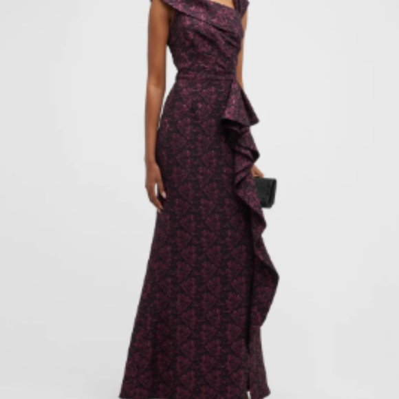 Rickie Freeman for Teri Jon | Dresses | Burgundy Asymmetric Gown ...